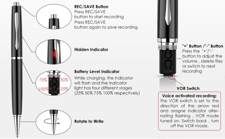 Akaluli Hidden Pen Voice Recorder - SpyCamCentral