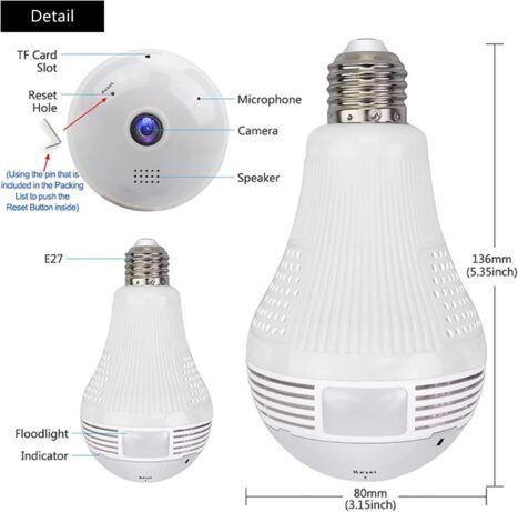 Atsitk Light Bulb Hidden Camera - SpyCamCentral