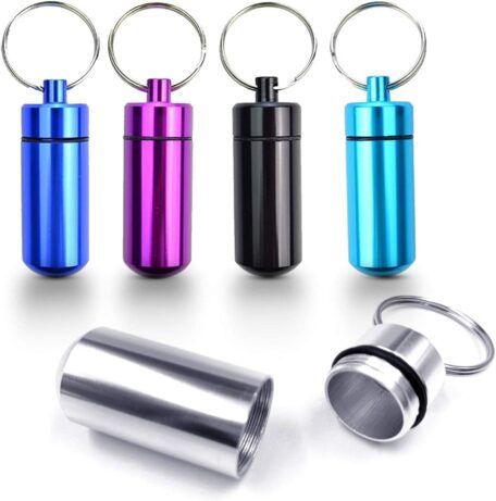 Aluminum Keychain Pills Container (5x) - SpyCamCentral