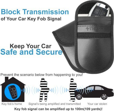 Ticonn Faraday Bag - Car Key Fobs & Credit Cards Signal Blocker ...